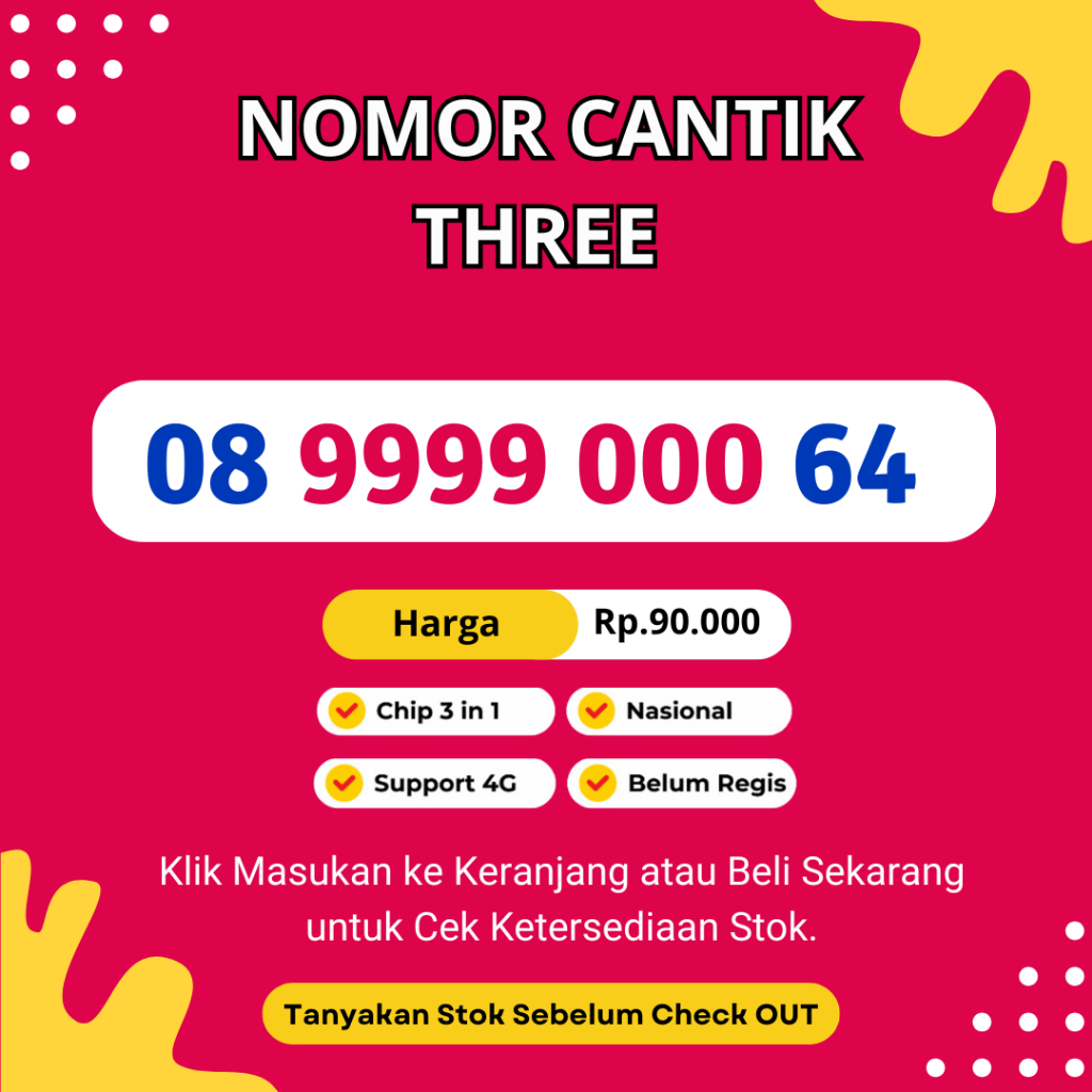 Jual Kartu Perdana Cantik Tri Murah Rapi Seri Kwartet Triple 11 DIGIT ...