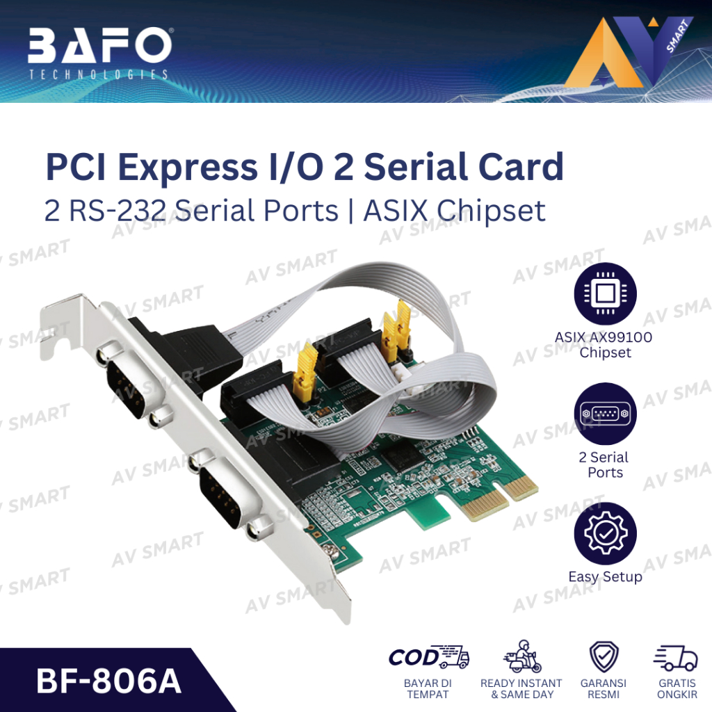 Jual BAFO PCIe I/O 2 Port Serial DB9 RS-232 PCI Express Expansion Card BF-806A BF806A | Shopee ...