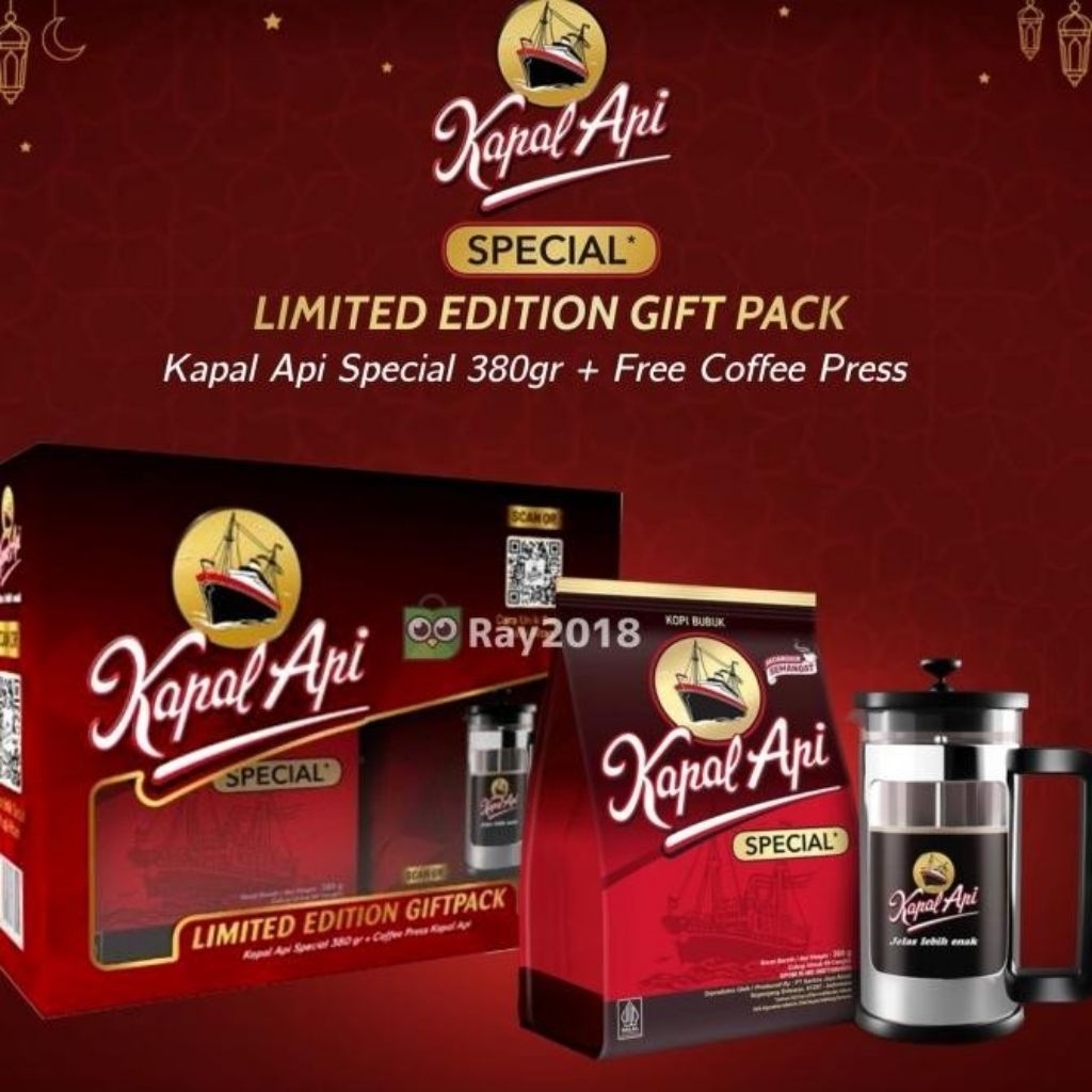 Jual Kopi Kapal Api Special 350gr Gift Set Free Coffee Press Saringan ...