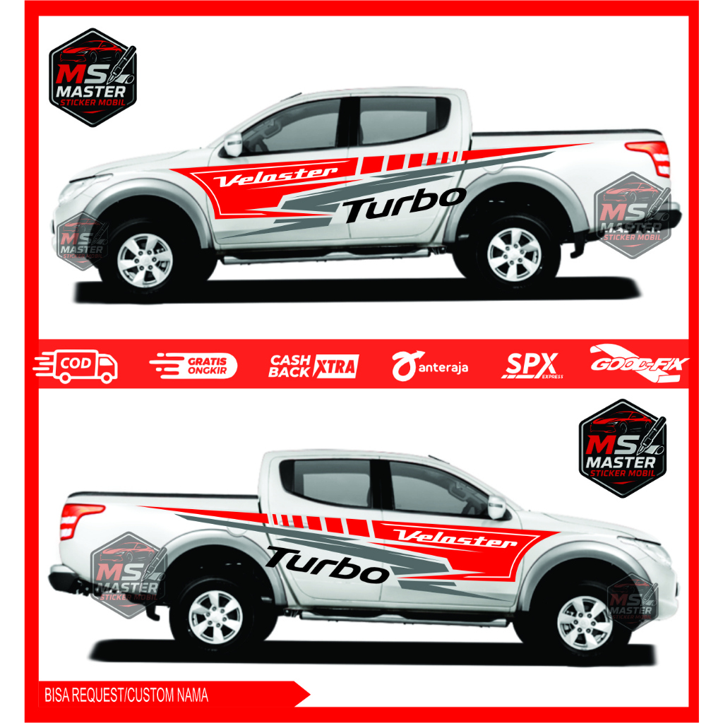 Jual stiker mobil striping body triton hilux strada stiker cutting ...
