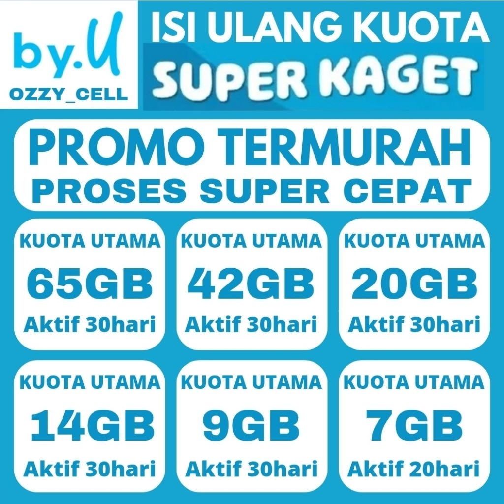 Jual PROMO TERMURAH ISI ULANG KUOTA By.U SUPER KAGET UNLIMITED VOUCHER ...