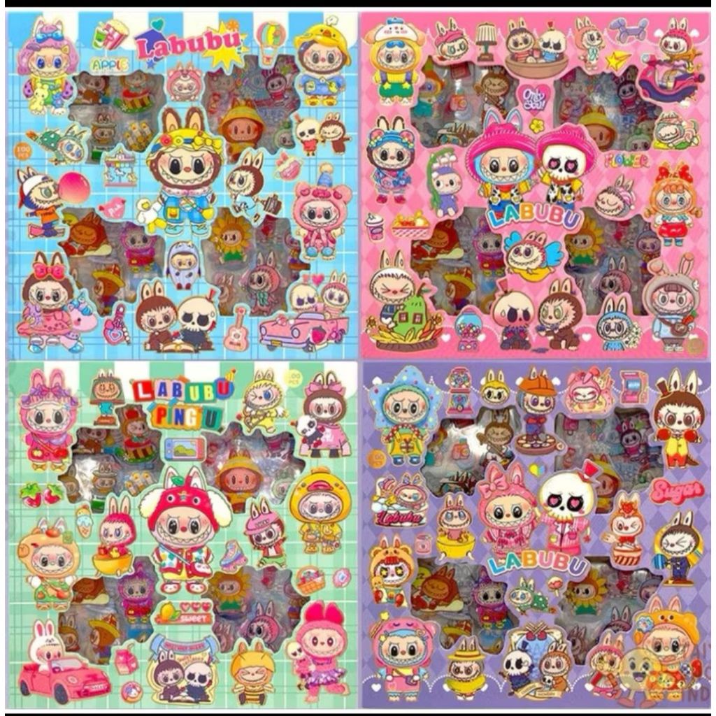 Jual STIKER VIRAL LABUBU MIX 100 Lembar RAINBOW STIKER LABUBU MIX SET ...