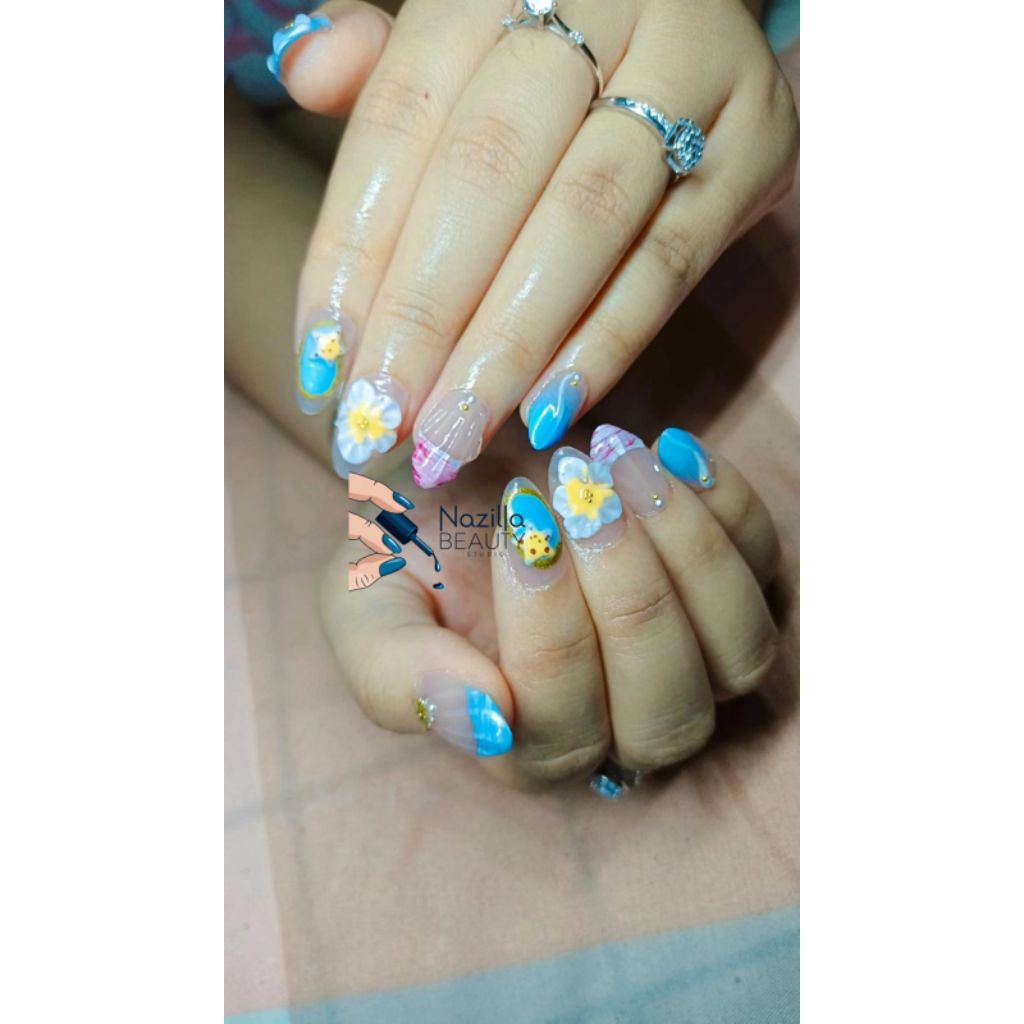 Jual press on nails kuku palsu fake nails kerang biru by nazilla ...