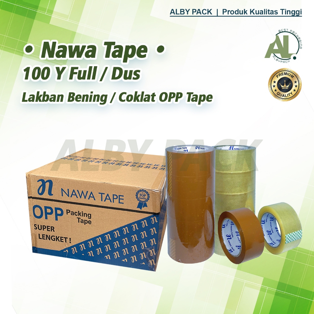 Jual Lakban bening / Lakban coklat NAWA TAPE 1 Dus 300 yard isi 72 Roll ...