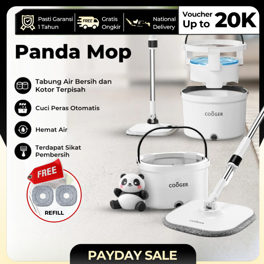 Jual COOGER MEDAN Panda Spin Mop Plus 2 IN 1 Peras Otomatis Air Kotor ...
