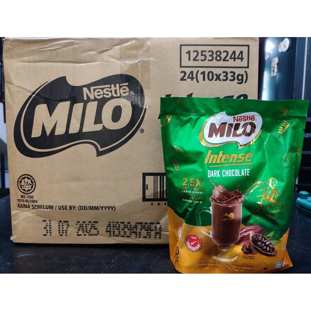 Jual Milo Intense Dark Chocolate Less Sugar Original Nestle Malaysia 24 ...