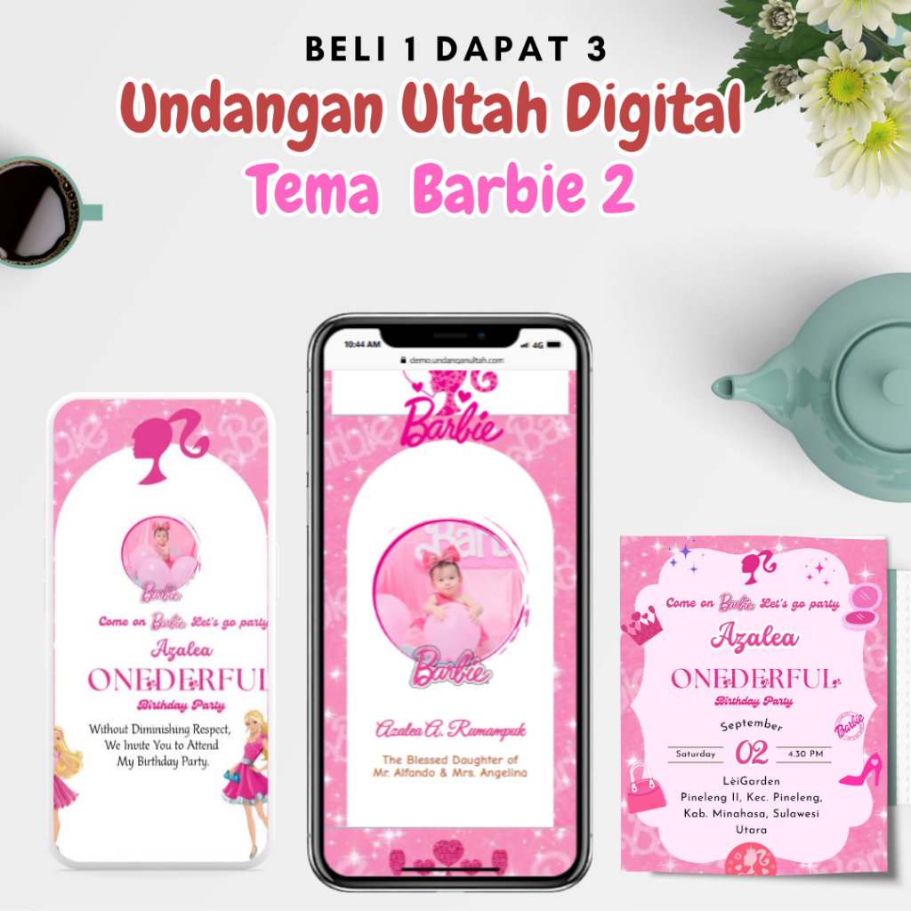 Jual [Bonus Video & JPEG] Undangan Ulang Tahun Anak Digital Tema Barbie ...