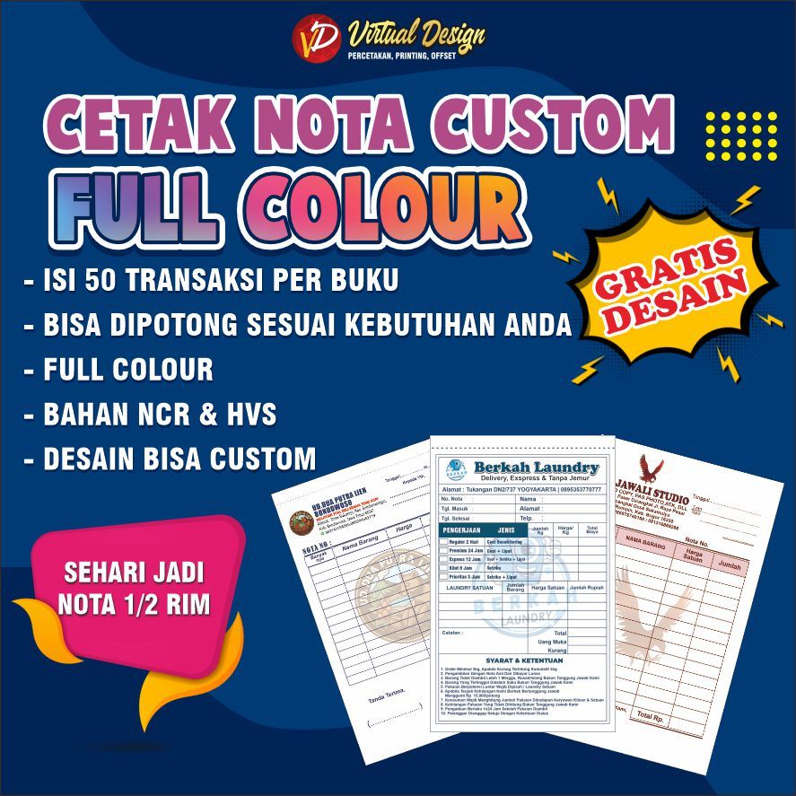 Jual NOTA CUSTOM (free design) SEHARI JADI - 1/2 RIM | 1PLY, 2 PLY ...