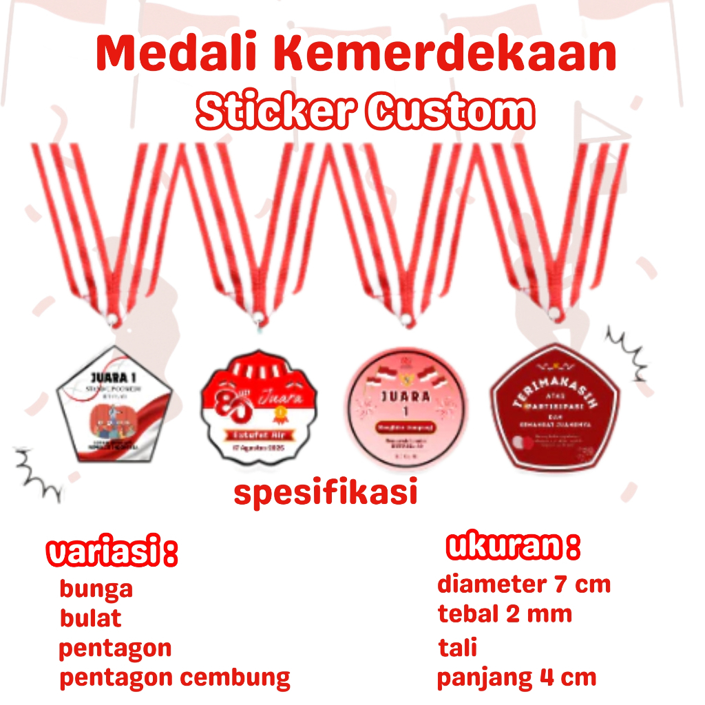 Jual Medali Akrilik Kemerdekaan Sticker Custom Plus Tali l Juara l ...