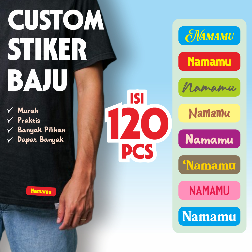 Jual Custom Sticker Label Baju Nama isi 120 Pcs Sablon Setrika Nama ...
