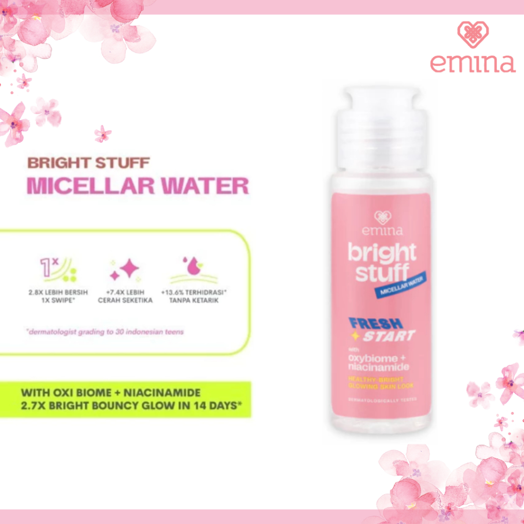 Jual Emina Bright Stuff Micellar Water 50ml and 100ml/Pembersih Make Up ...