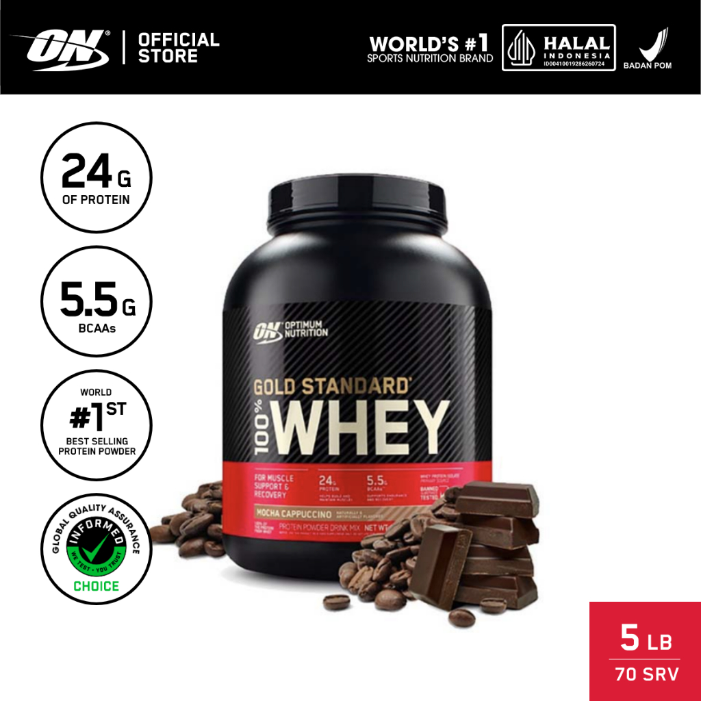 Jual Optimum Nutrition Gold Standard 100% Whey Protein 5 lbs - Mocha ...