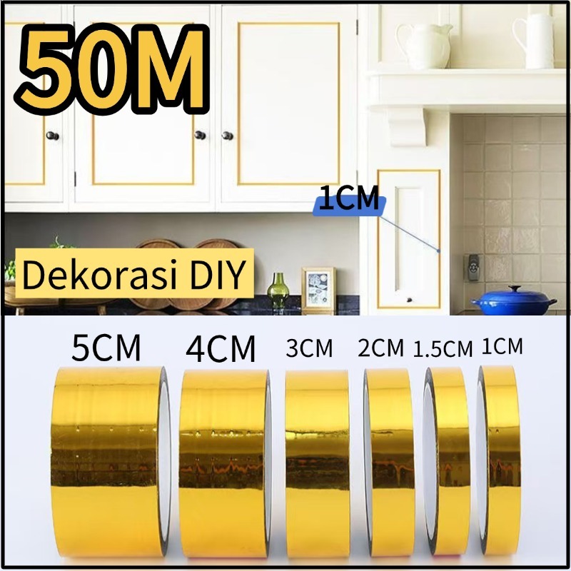 Jual Sticker List Gold Plat Strip Dinding Lantai/Emas mengkilap 50 ...