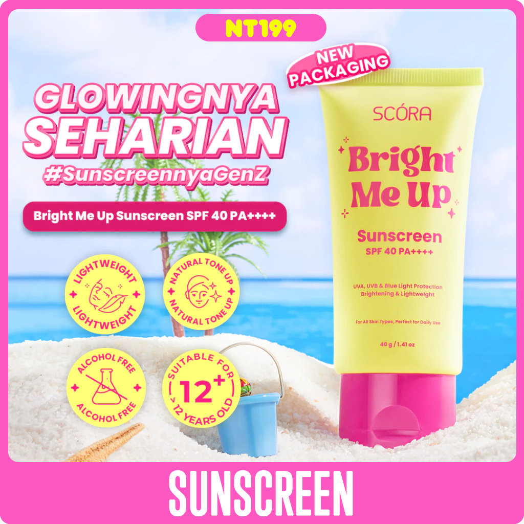 Jual Scora Bright Me Up Sunscreen SPF 40 PA++++ 40gr – Tone Up Glowing ...