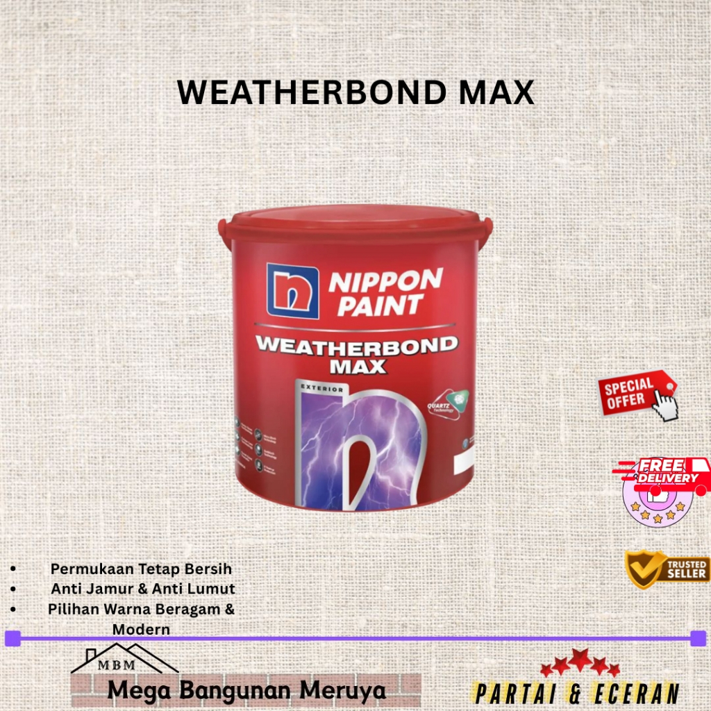 Jual Nippon Weatherbond Max Cat Tembok Premium Eksterior Custom Warna ...
