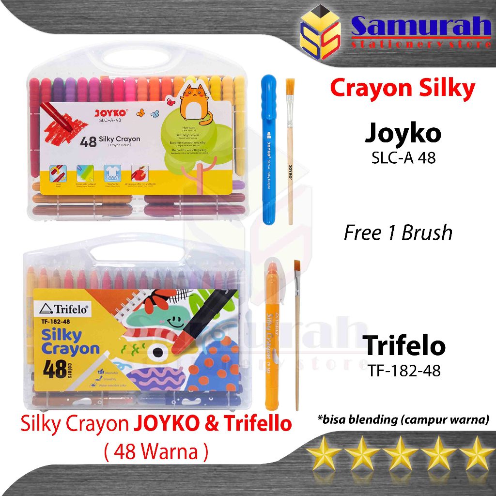 Jual Crayon SIlky SLC A 48 Warna + Kuas / Krayon Halus Lembut SLC-A-48 ...