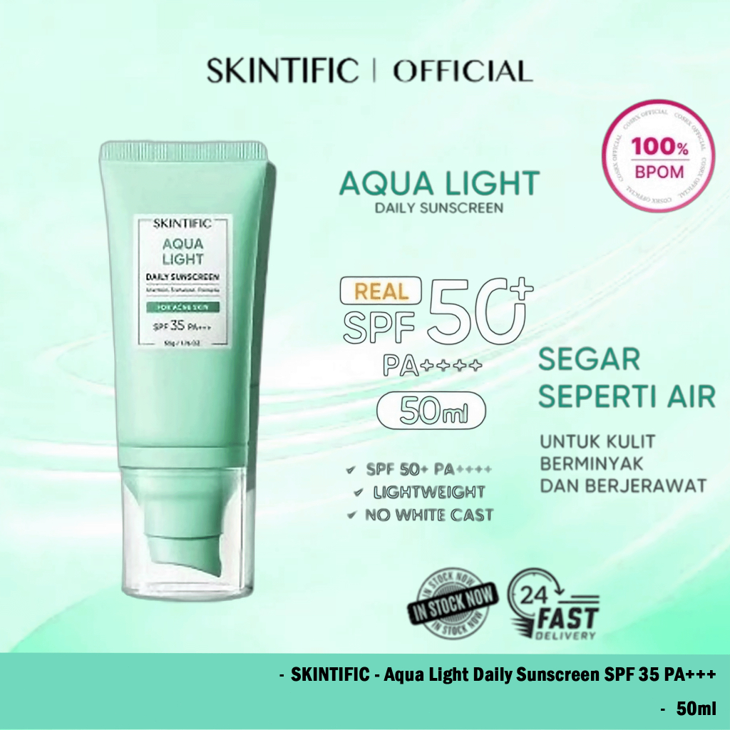 Jual 【COD】SKINTIFIC - Aqua Light Daily Sunscreen SPF 35 PA+++ 50ml ...