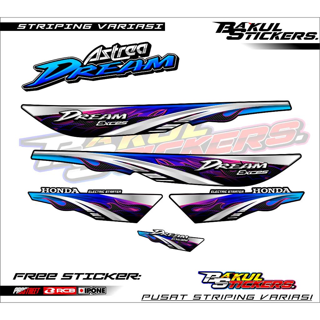 Jual STRIPING LIST VARIASI ASTREA DREAM - STYLE API / STIKER MOTOR ...