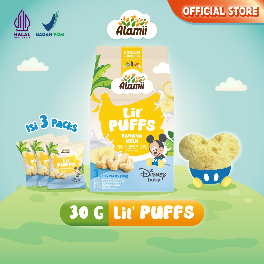 Jual Alamii Lil' Puffs Disney Baby - Banana Milk 30g (3 packs x 10g ...