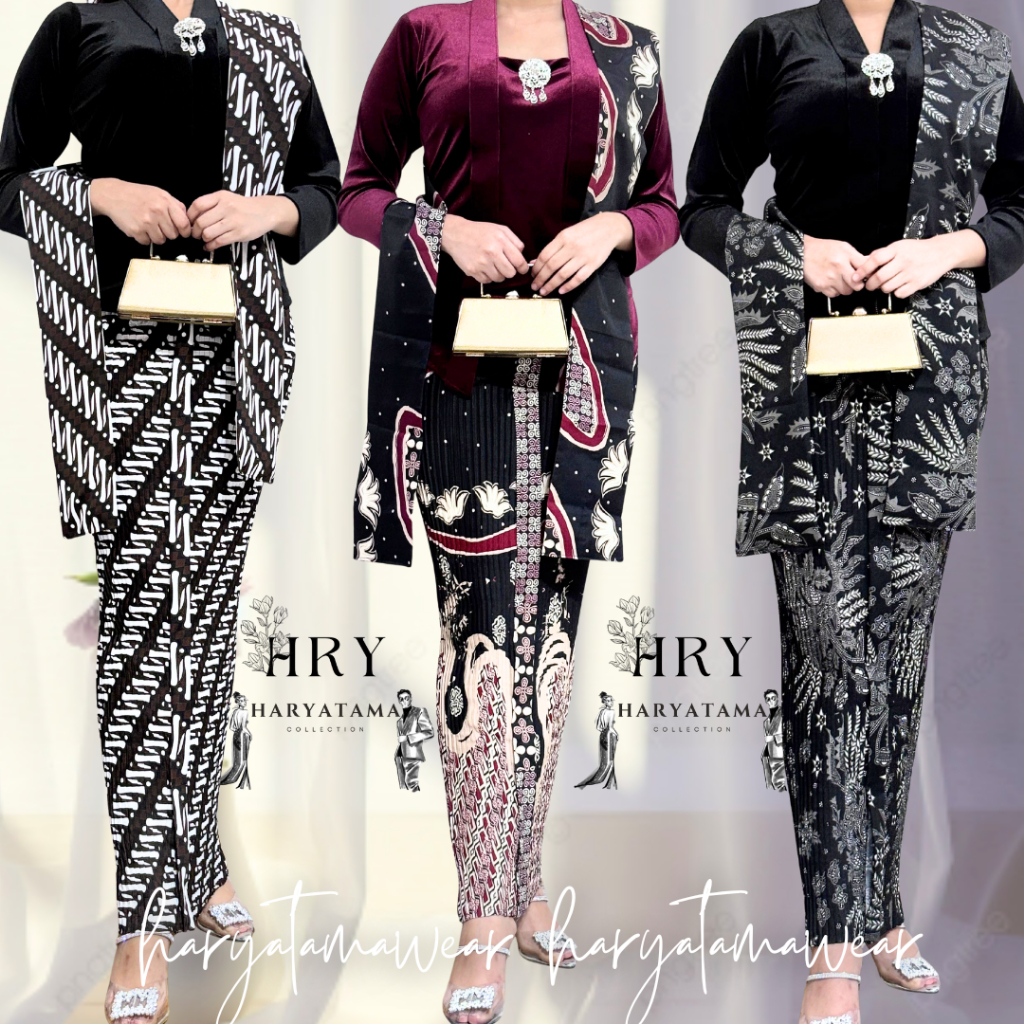 Jual [1 SET] Seri Hitam Rok Plisket Wiru + Selendang, Motif Sama /Jarik ...