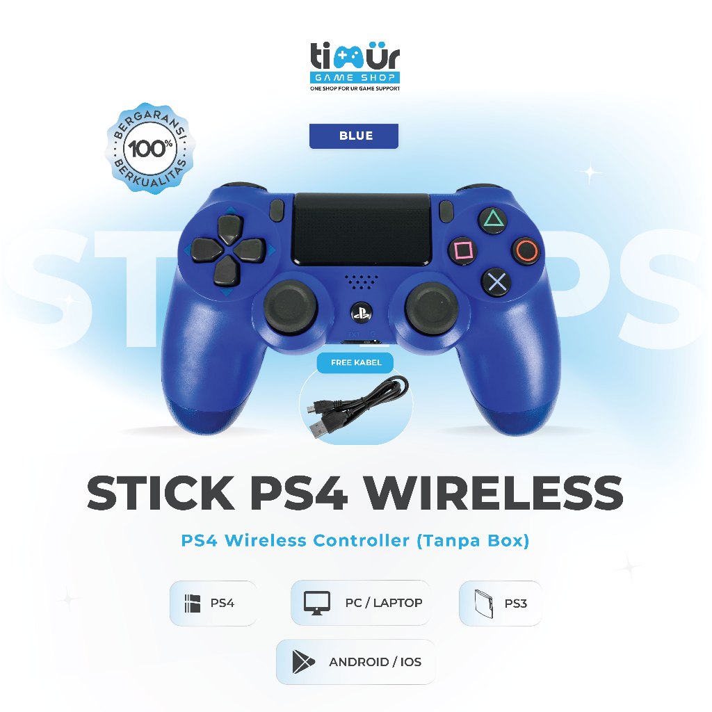 Jual Stick Stik Controller PS4 Warna Biru Tanpa Dus + Free Charger ...