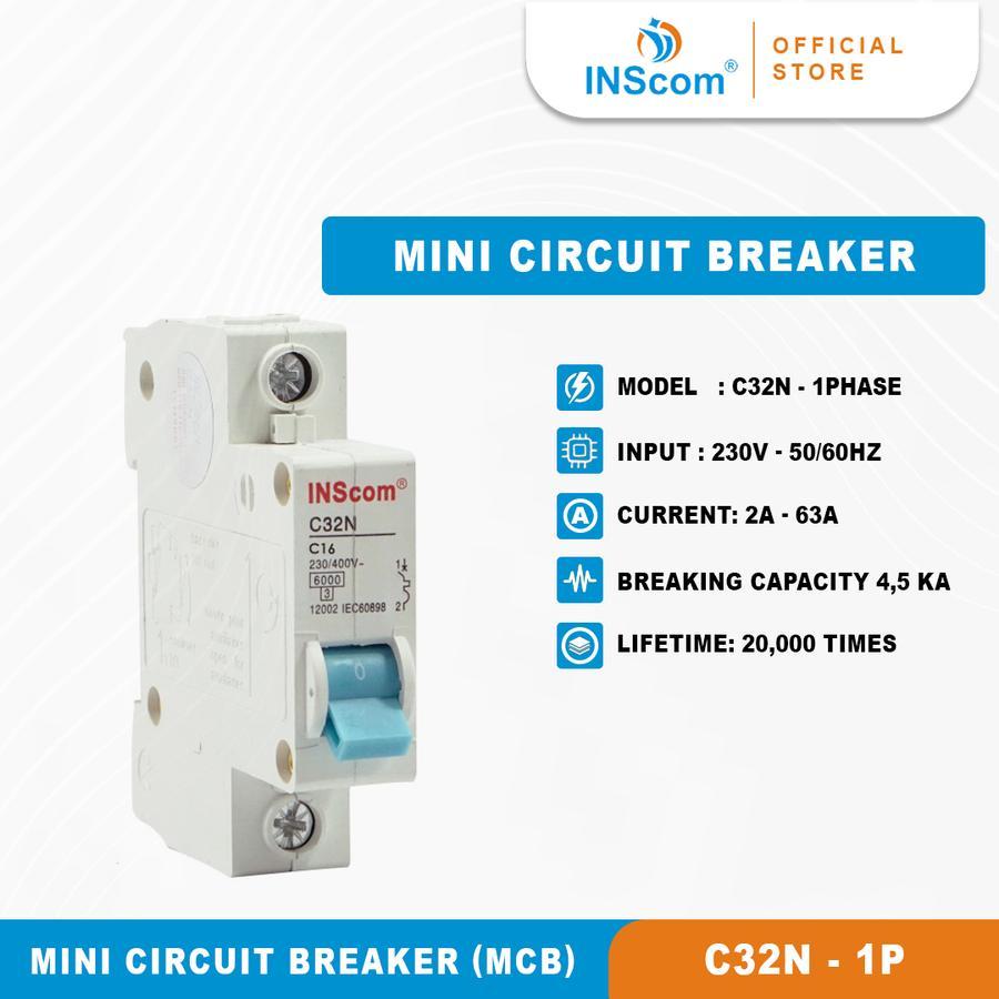 Jual MCB INSCOM C32N 1P 1A - 63A / MINI CIRCUIT BREAKER C32N 1 PHASE 1A ...