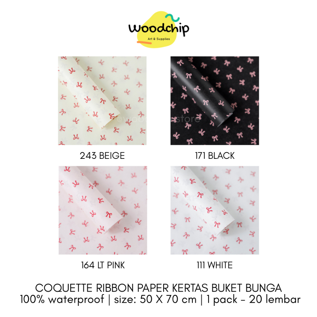 Jual [LEMBAR] COQUETTE RIBBON WRAPPING PAPER KERTAS BUKET KERTAS BUNGA ...