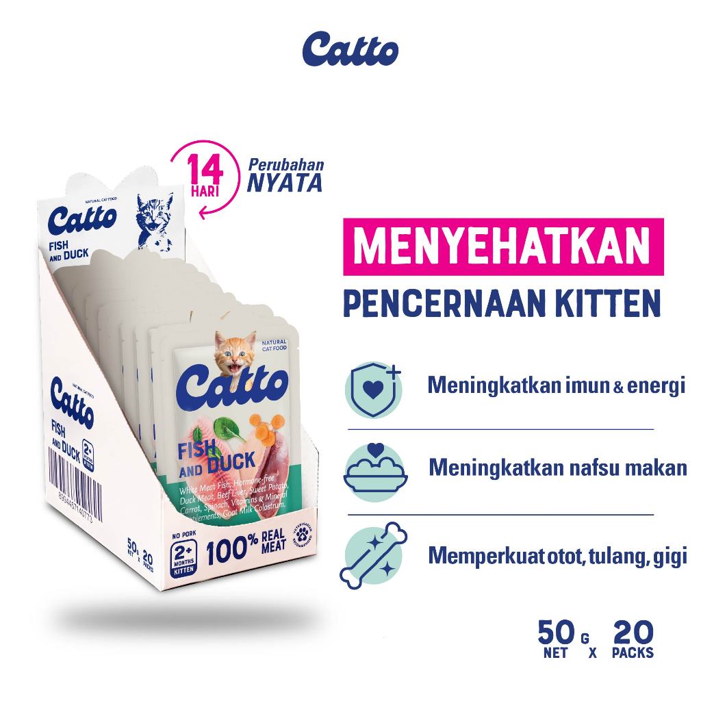 Jual Catto Makanan Anak Kucing Basah Cat Food - Box Fish and Duck ...