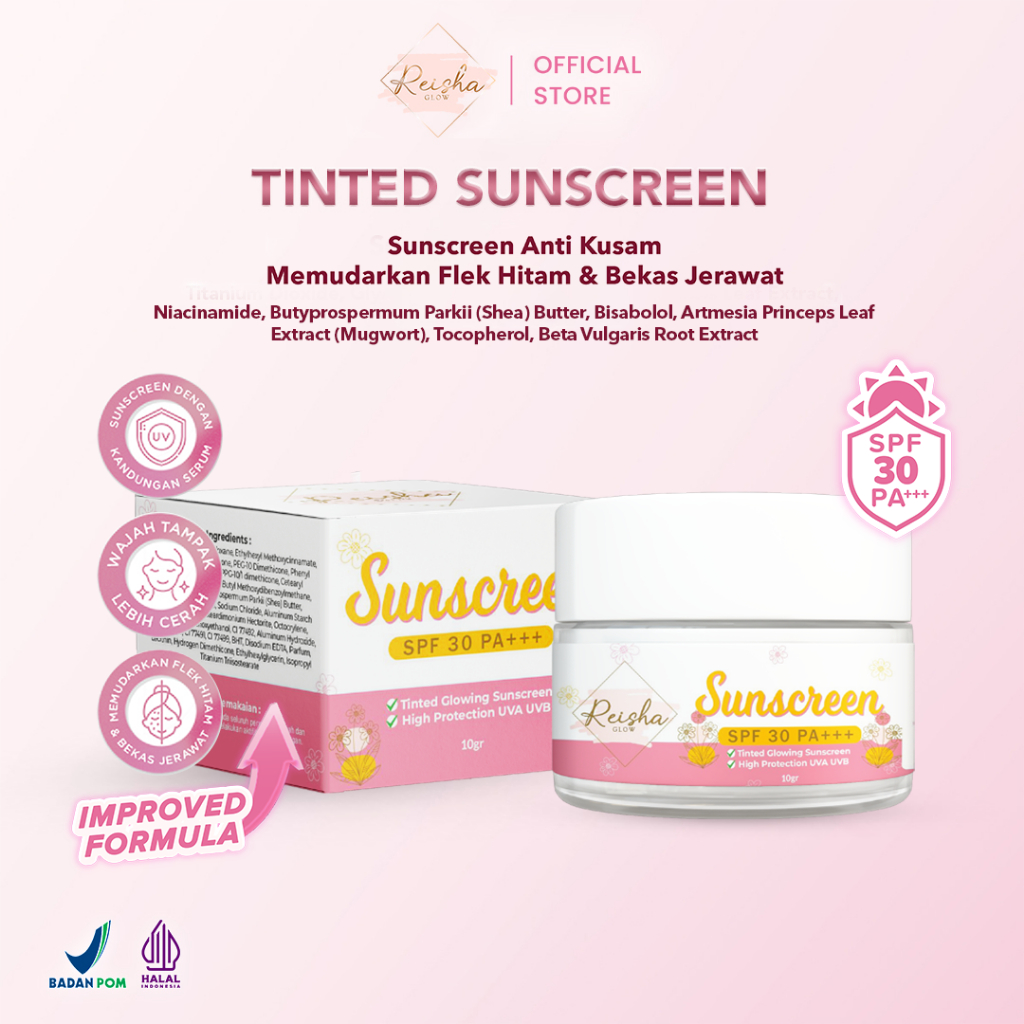 Jual REISHA GLOW Tinted Sunscreen SPF 30 PA+++ Improved Formula I ...