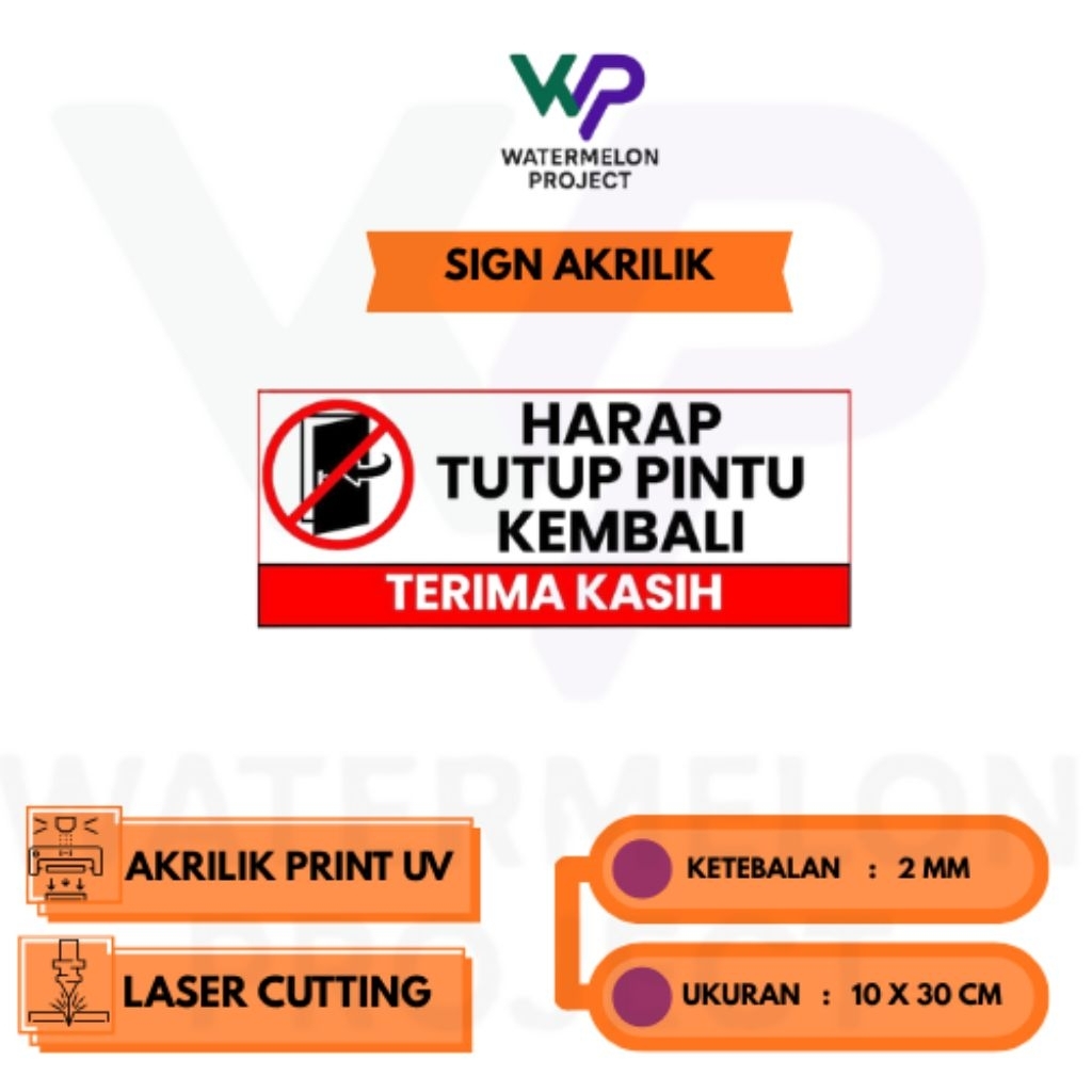 Jual Sign Akrilik Harap Tutup Pintu Kembali (Print UV) | Shopee Indonesia