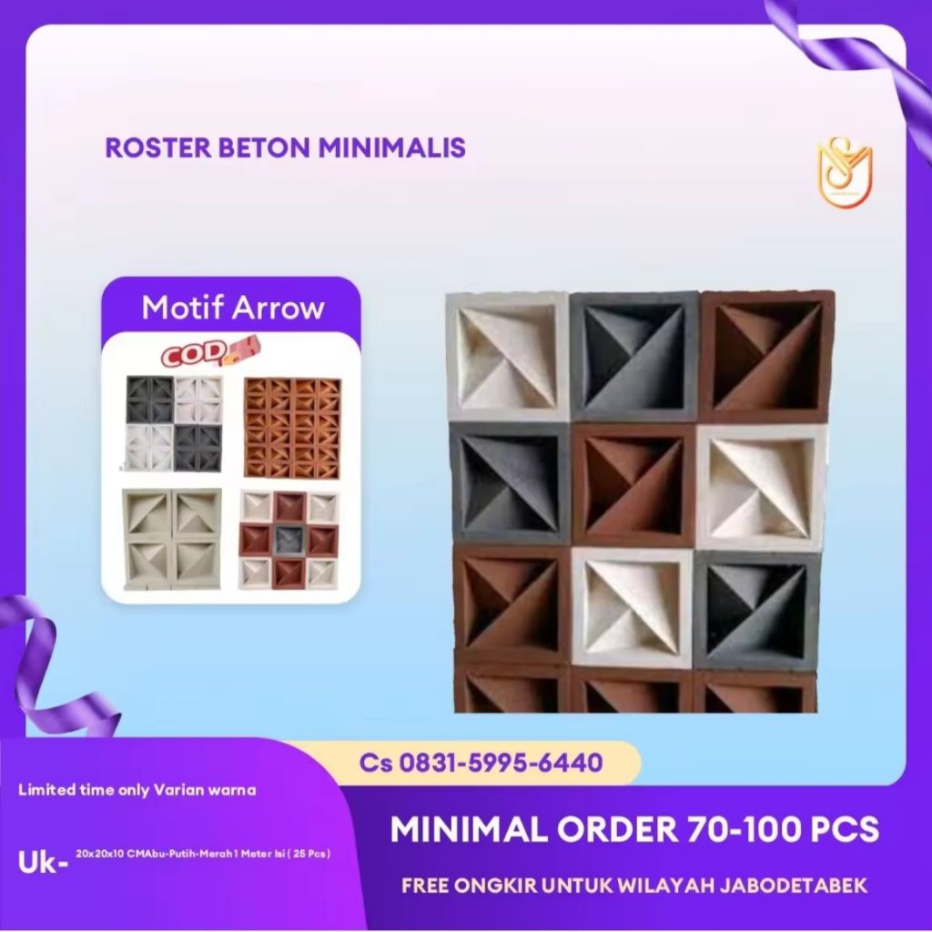 Jual Roster beton Motif arow / Warna putih abu merah lubang angin anti ...