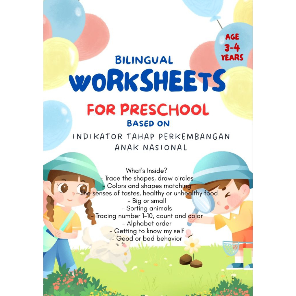 Jual TODDLER PRESCHOOL WORKSHEETS - Based on indikator perkembangan ...