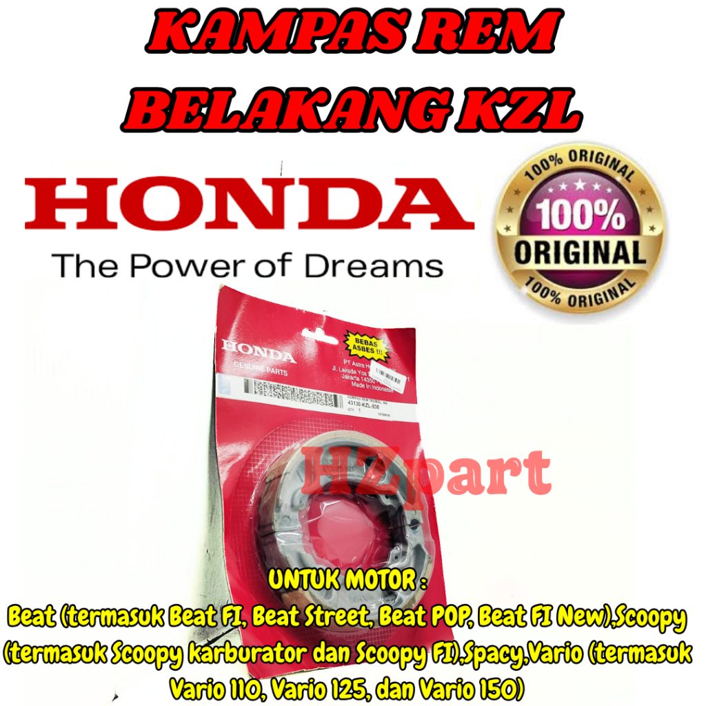Jual KAMPAS REM TROMOL BELAKANG KODE-KZL HONDA AHM BeAT , Scoopy ...