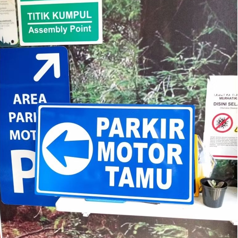 Jual sign parkir motor tamu uk 30x50 cm bahan ACP 3MM | Shopee Indonesia