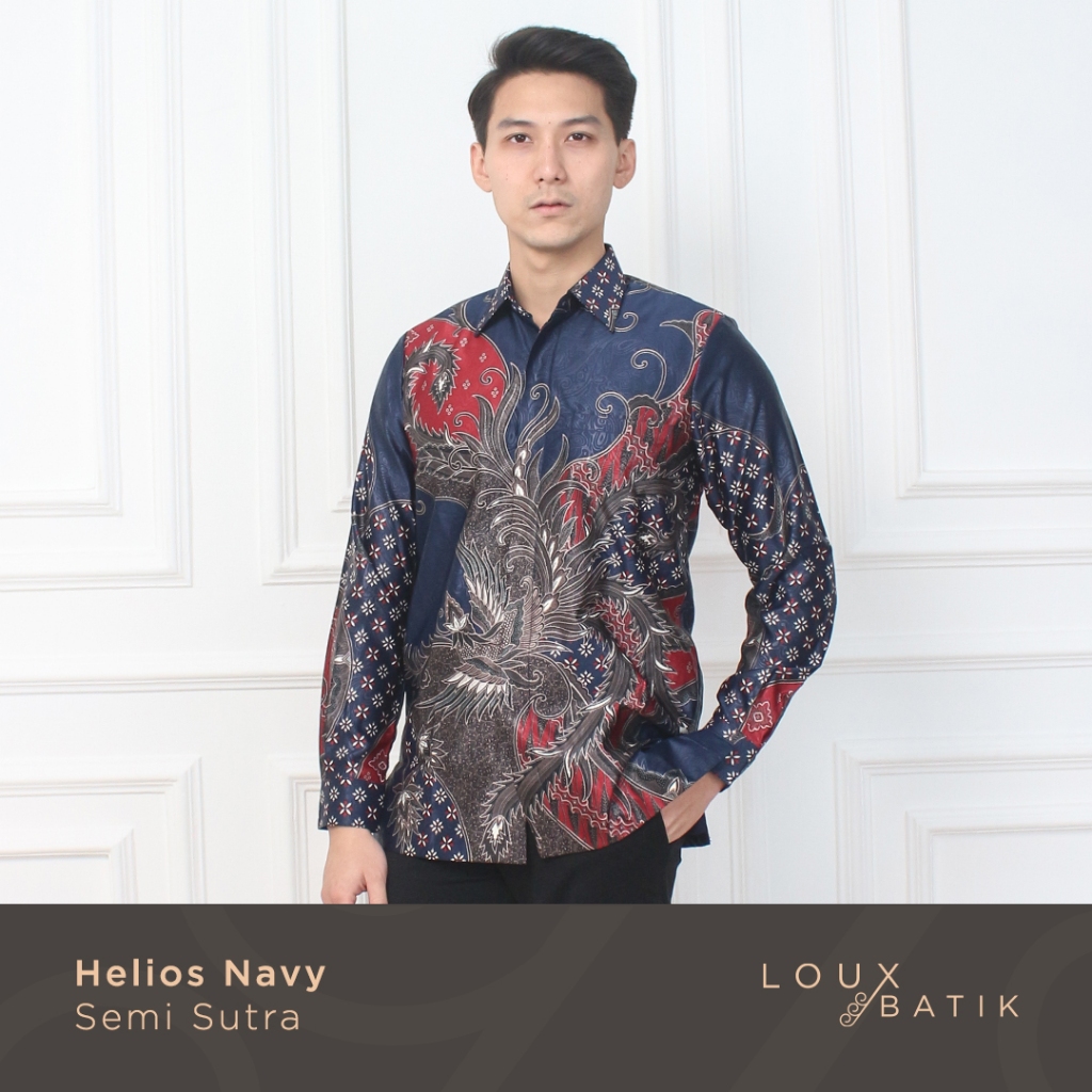 Jual Loux Batik Premium Helios Navy READY STOCK Kemeja Batik Pria Semi ...