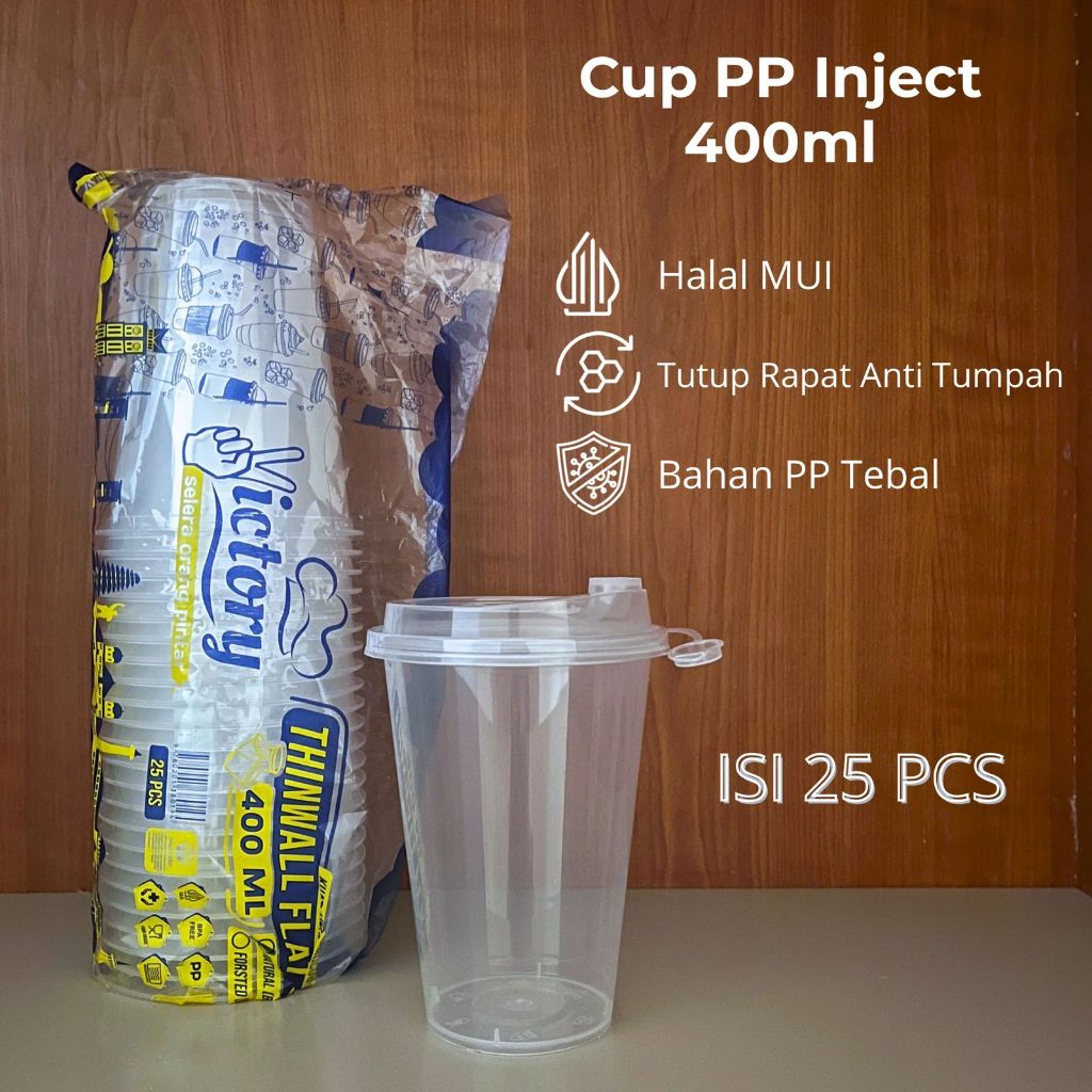 Jual (Grosir) Cup PP Injection 400ml + Tutup 25 Victory Halal Gelas ...