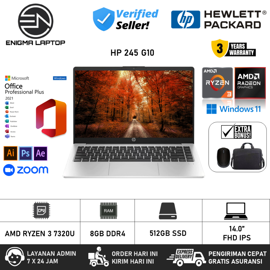 Jual Laptop HP 245 G10 Ryzen 3 7320U Ram 8GB 512GB Ssd 14 Inch FHD ...