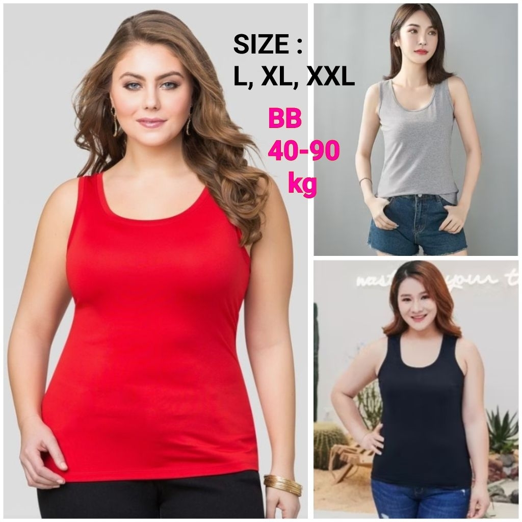 Jual TANKTOP WANITA TALI BESAR /SINGLET WANITA KATUN ADEM L, XL, XXL ...