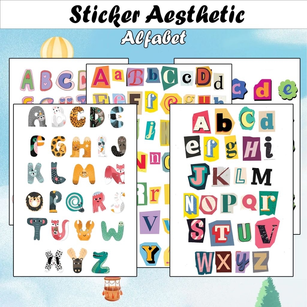 Jual Sticker Alfabet A6 A5 Waterproof stiker tema alphabet aesthetic ...