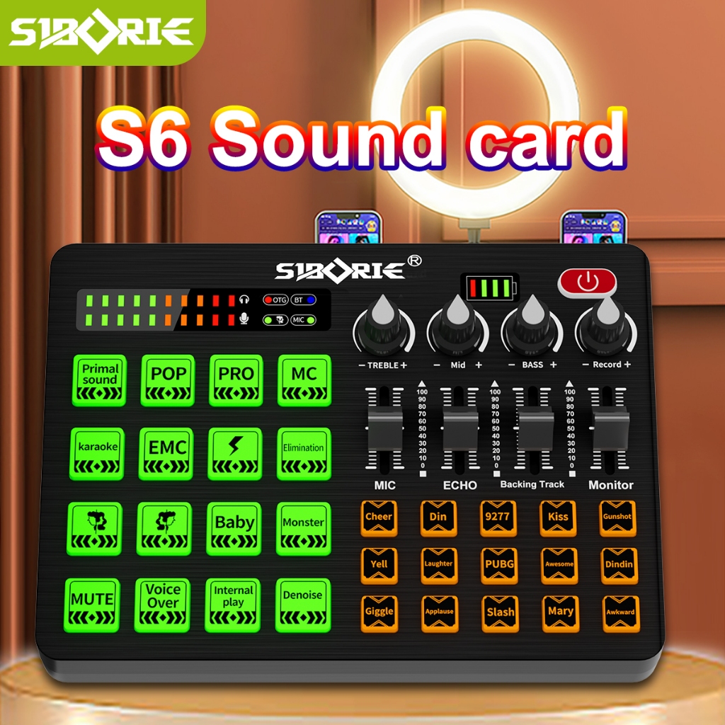 Jual Siborie S6 soundcard Mixer Bluetooth sound card Audio USB External ...