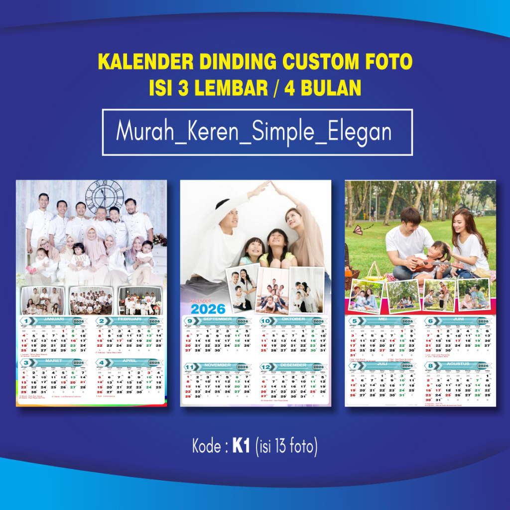 Jual KALENDER DINDING ISI 3 | KALENDER 2026 | KALENDER FOTO | KALENDER ...