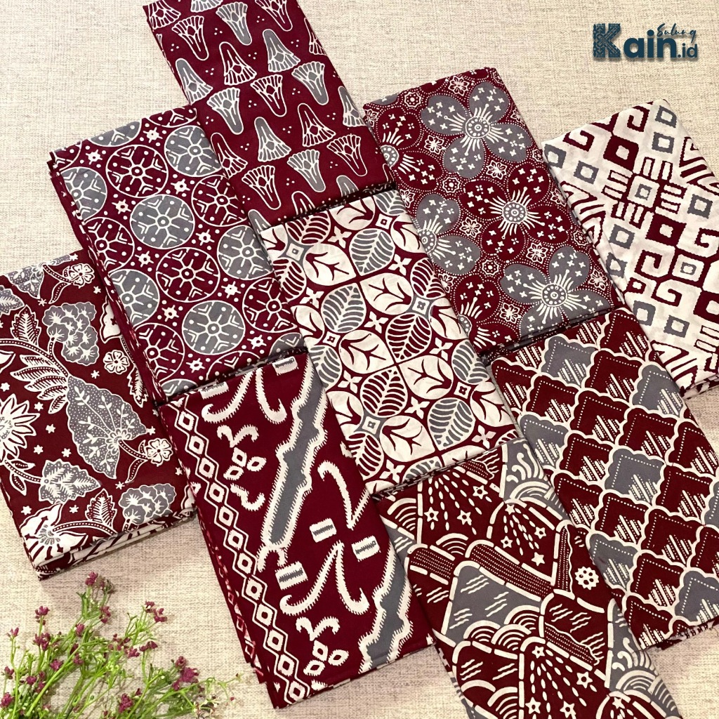 Jual Kain batik cap dua warna (maroon, abu) series by KainSulung ...