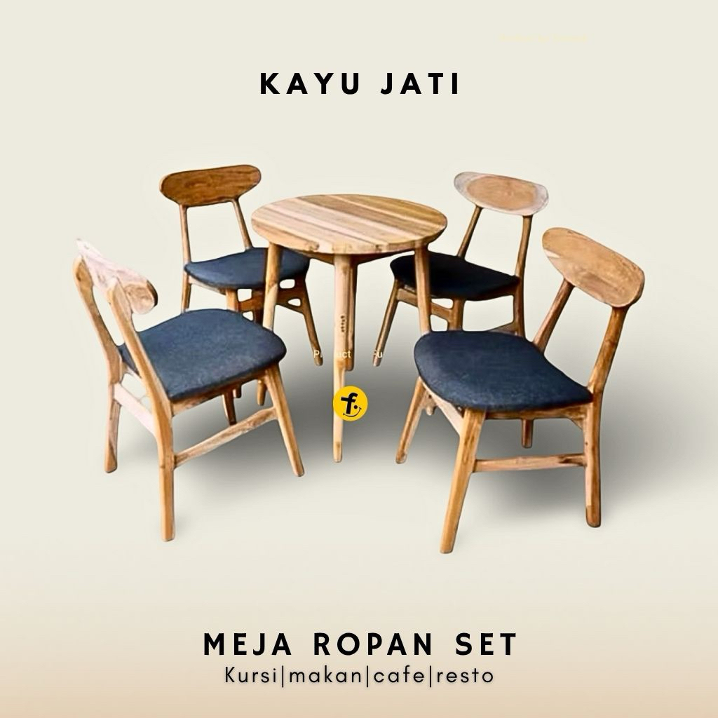 Jual Meja Makan Set 4 Kursi Ropan Kayu Jati Retro - Meja Cafe Bundar ...
