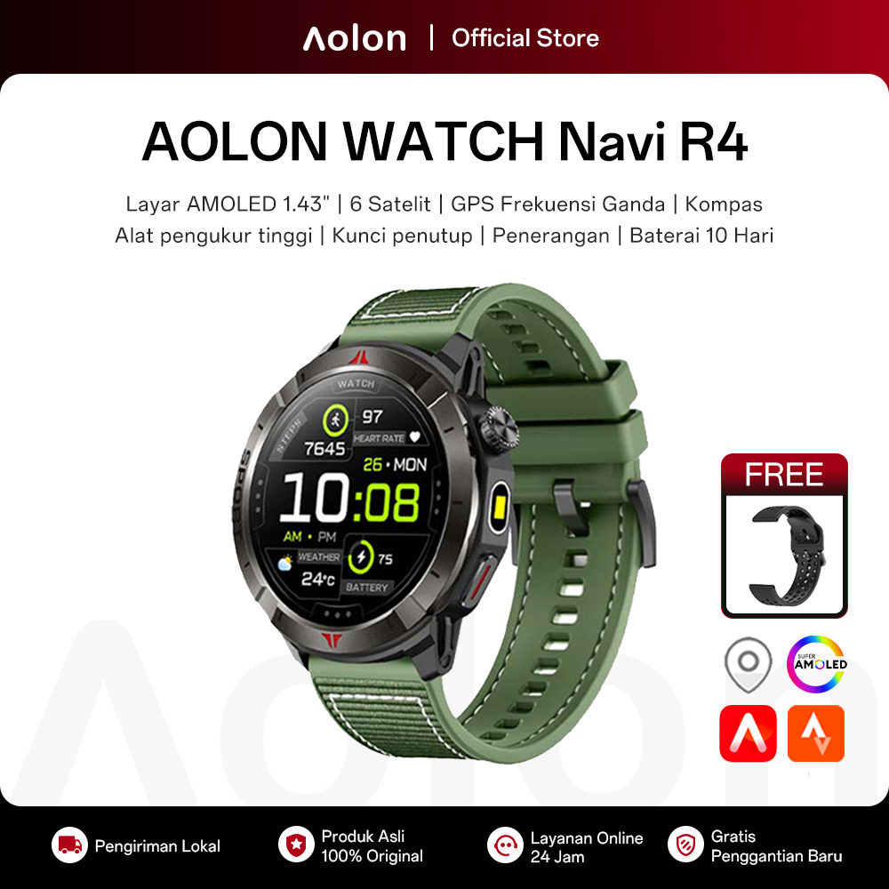Jual Aolon Navi R4 New Smartwatch Dual GPS 6-satellite Positioning ...