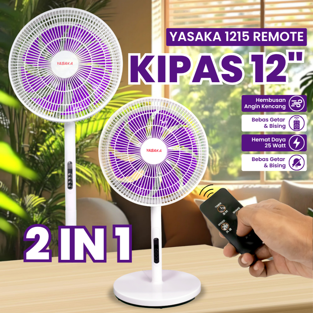 Jual YASAKA-KIPAS ANGIN REMOTE CONTROL BERDIRI 12 INCH/STAND FAN 2 IN1 ...