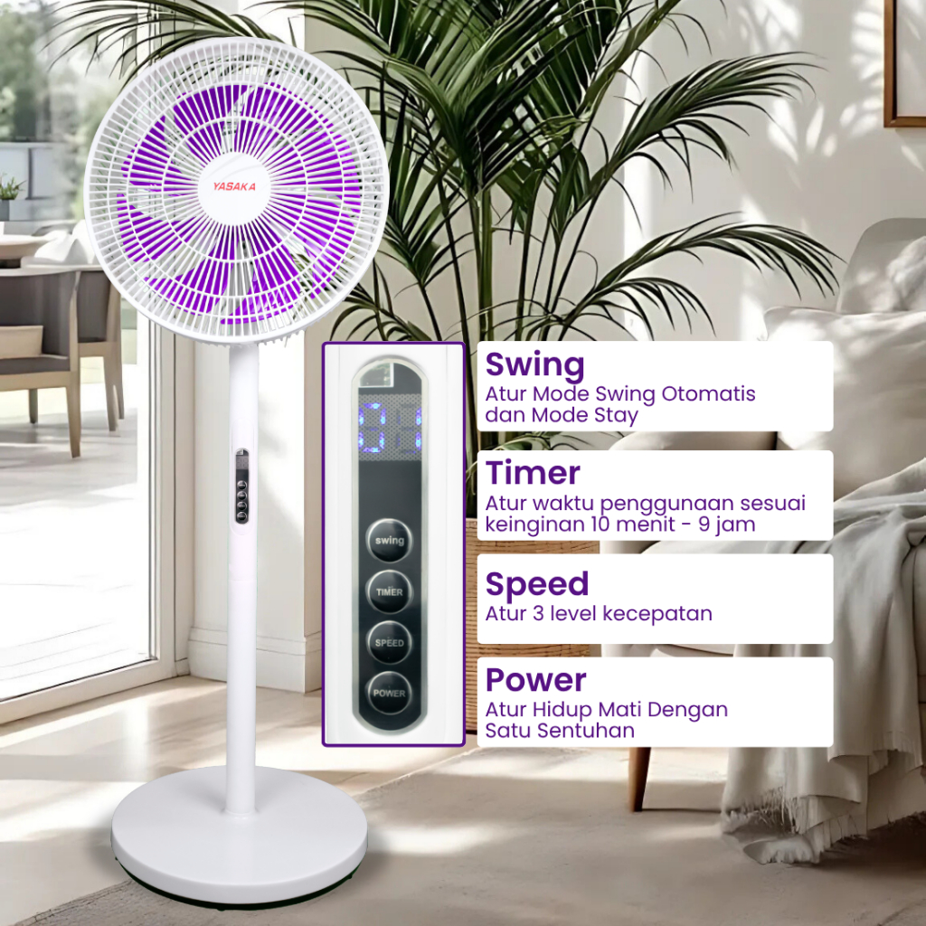 Jual YASAKA-KIPAS ANGIN REMOTE CONTROL BERDIRI 12 INCH/STAND FAN 2 IN1 ...