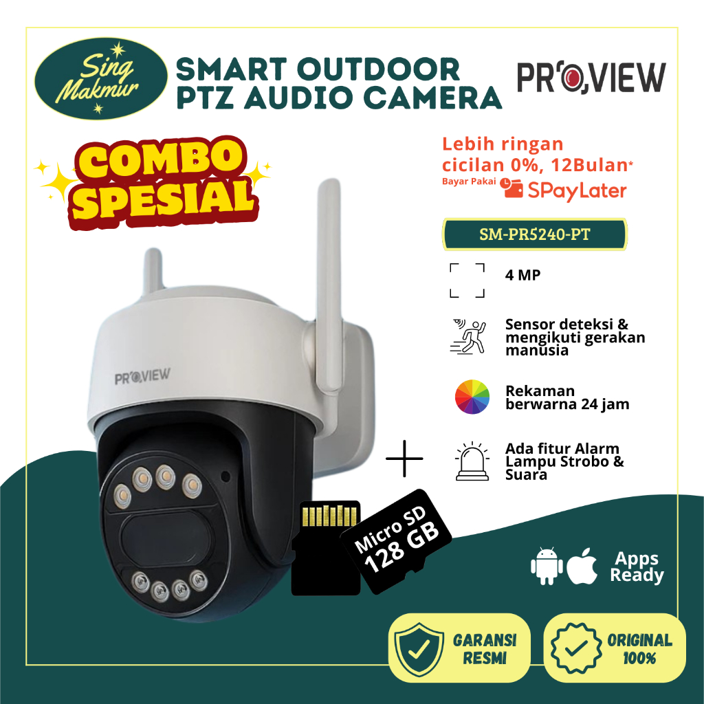 Jual PROVIEW Smart Outdoor PTZ Wi-Fi IP Camera Smart Hybrid Night ...