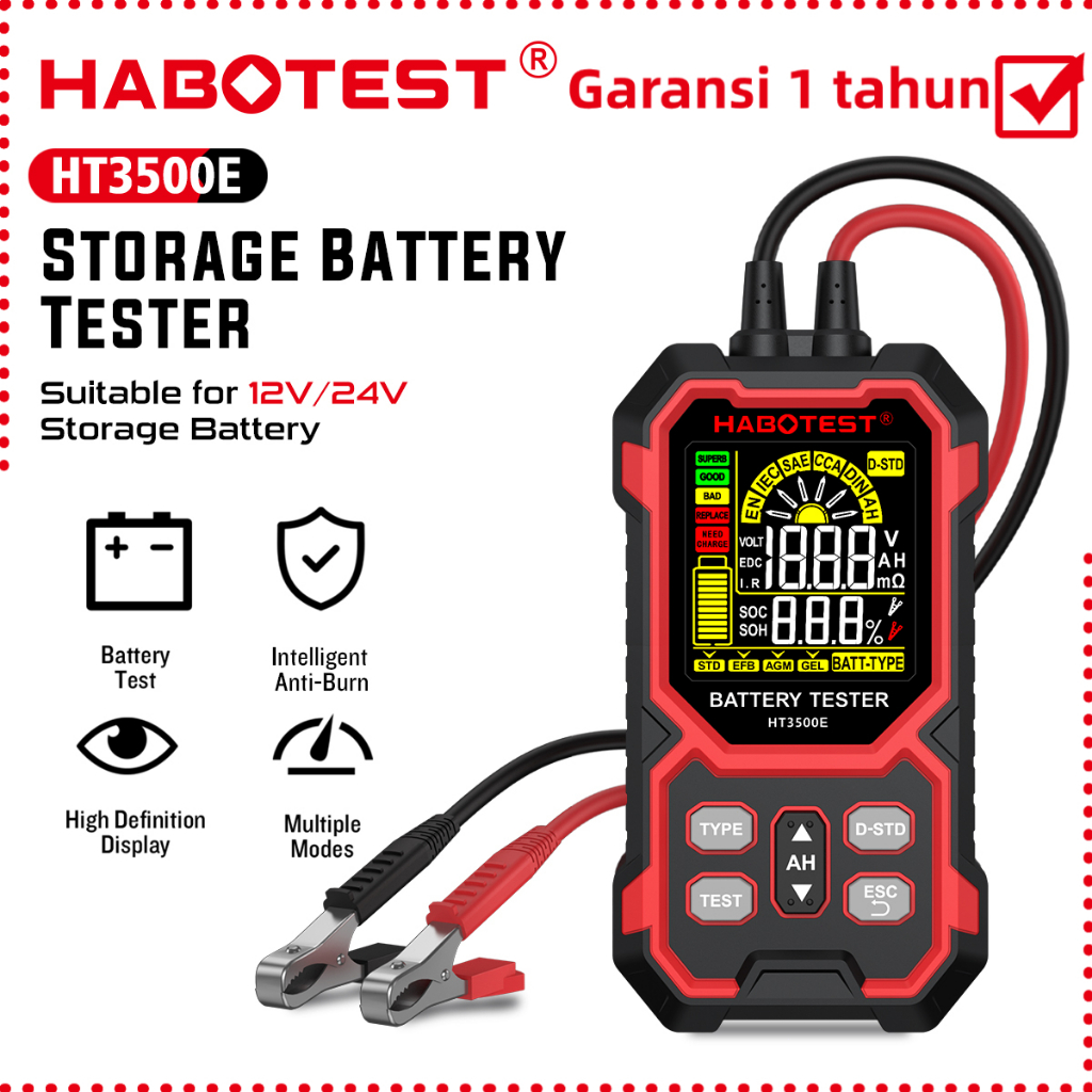 Jual HABOTEST HT3500E Car Battery Tester 12V/24V Truck Battery ...