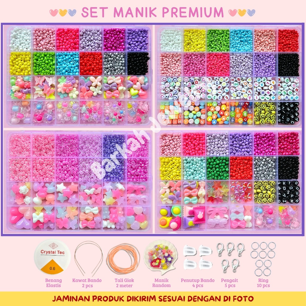 Jual Manik Manik Pasir 1 Box Lengkap - DIY Gelang Manik Manik Aesthetic ...