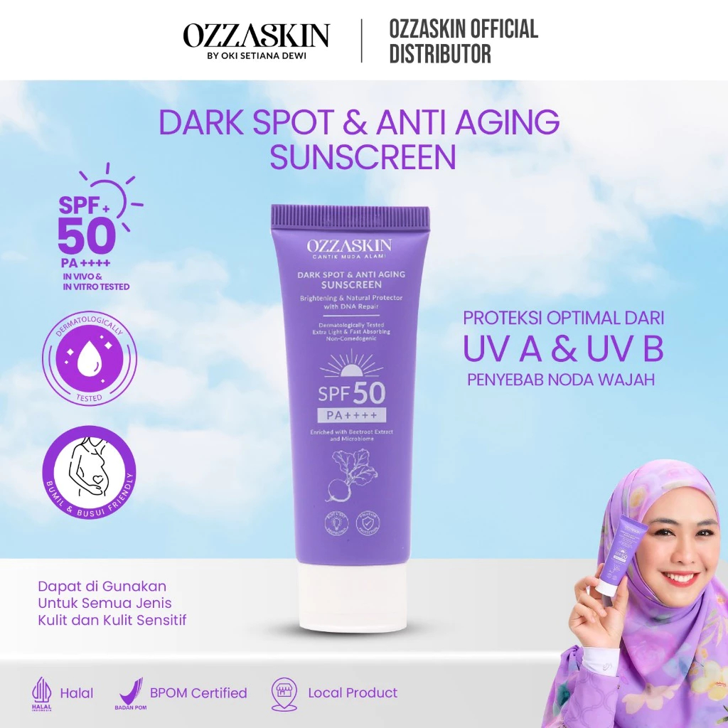 Jual OZZASKIN Sunscreen Spf 50 pa ++++ anti dark spot penghilang flek ...